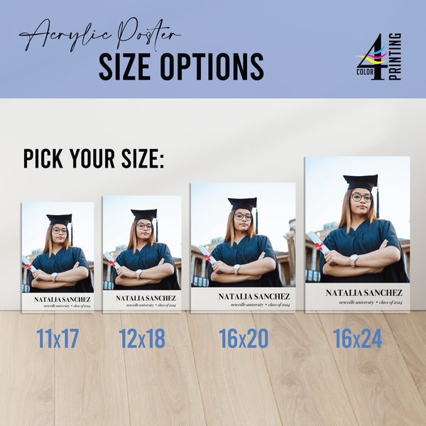 Acrylic Graduation Photo Sign - Vertical - 4 Color Printing